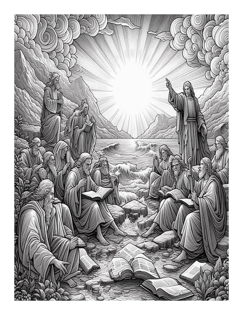 Bible Grayscale Coloring Book for Adults: 25 Printable Pages - Etsy