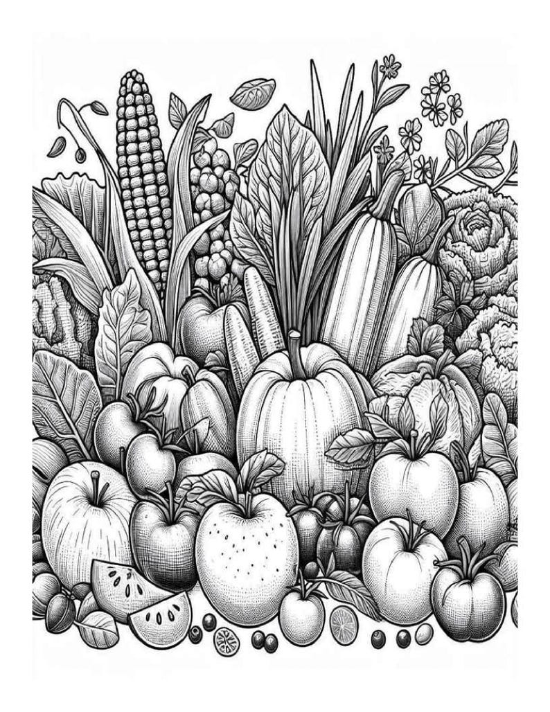 Fruits & Vegetables Coloring Pages for Adults: 25 Printable Designs ...