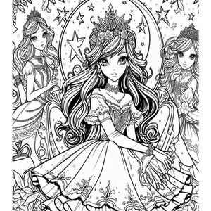Magical Princess Coloring Pages for Adults: 25 Printable Designs (PDF ...