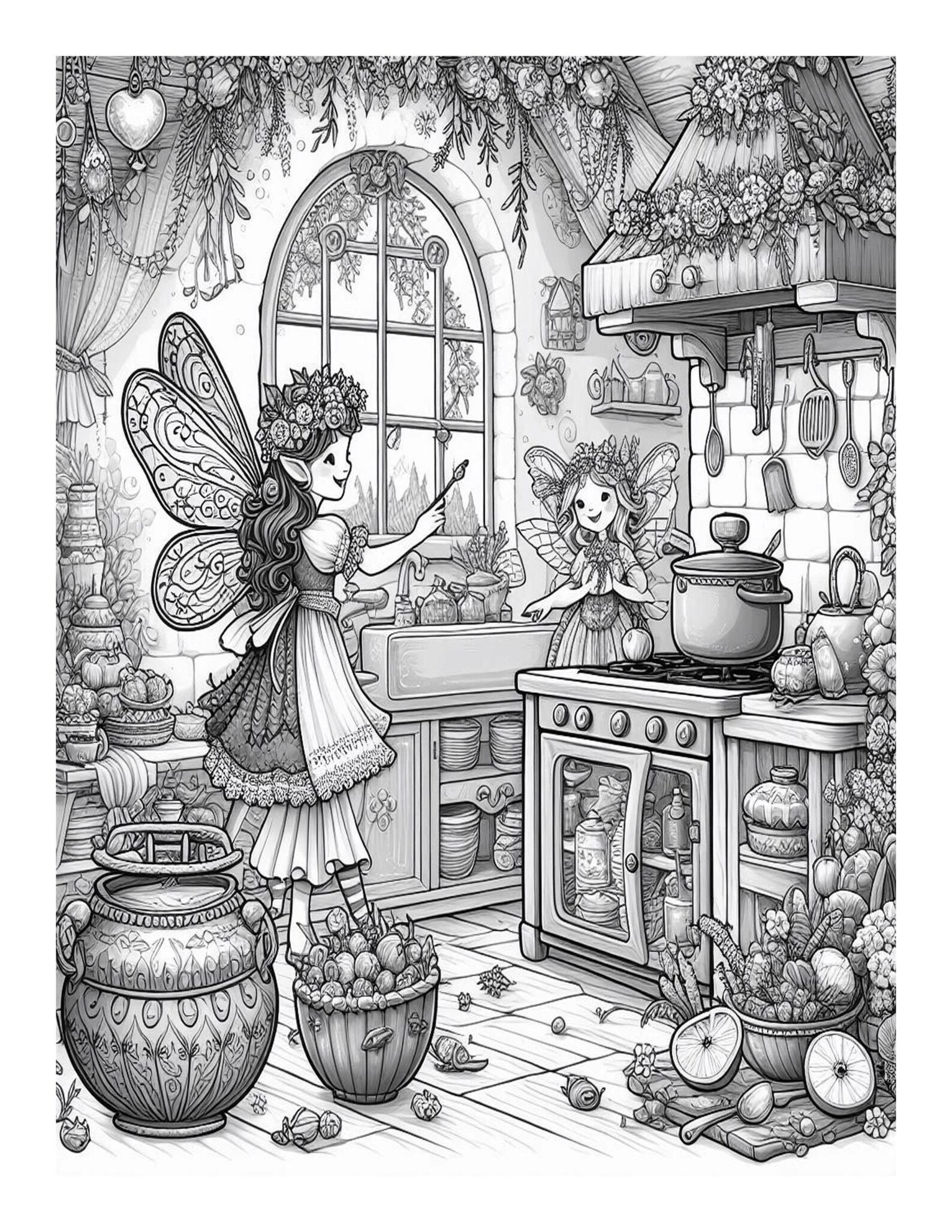ONLY 1 LEFT in Stock! Beautiful Little Fairy Country Kitchen Coloring ...