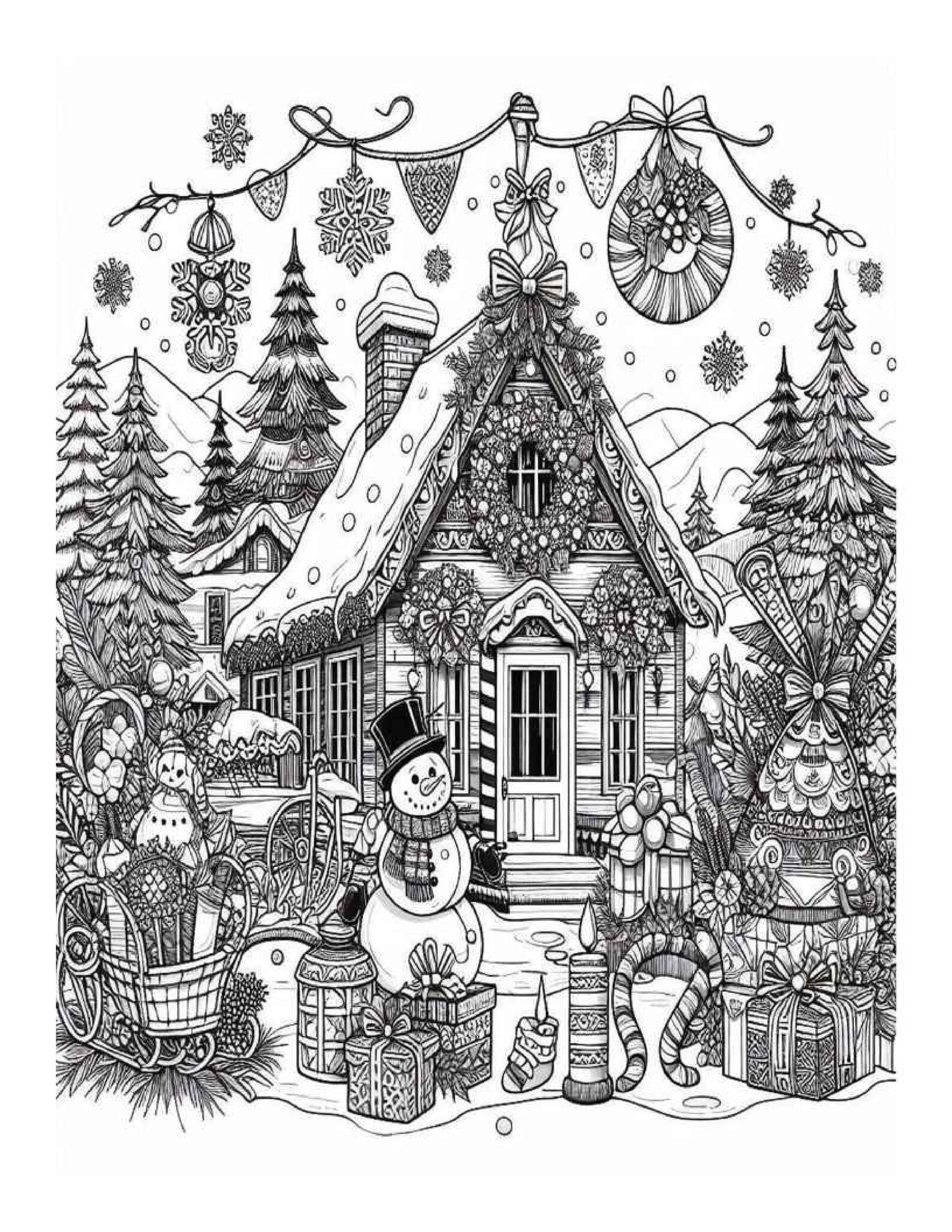 Country Christmas Coloring Pages for Adults: 25 Printable Designs (PDF ...