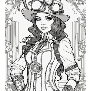 Steampunk Designs Coloring Pages for Adults (PDF) - Etsy