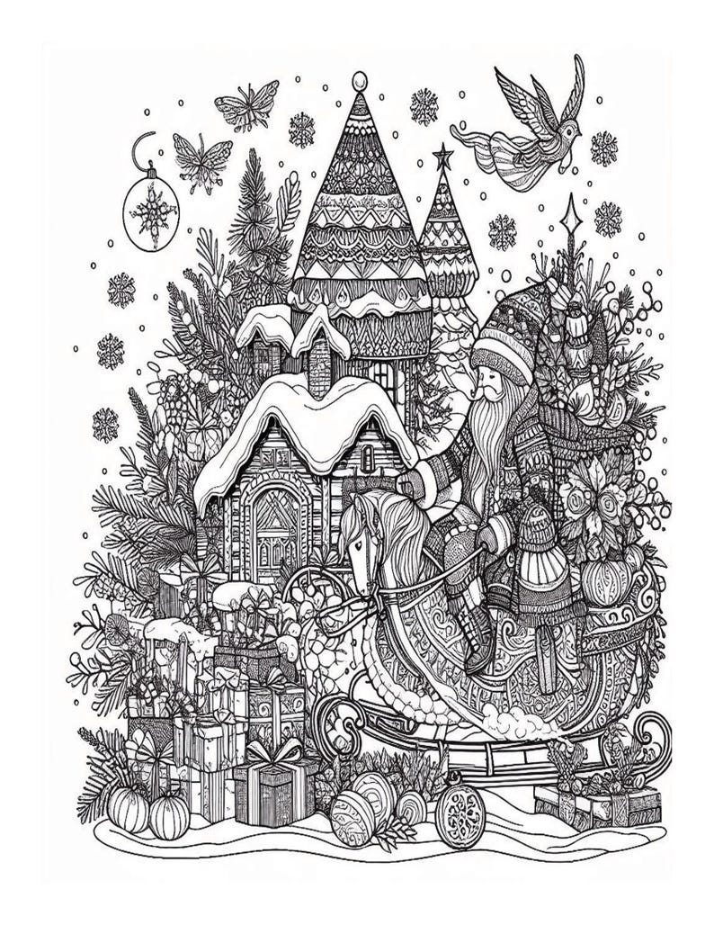 Magical Christmas Coloring Pages for Adults (PDF Download) - Etsy