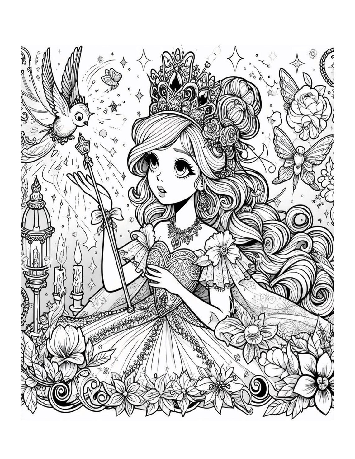Magical Princess Coloring Pages for Adults: 25 Printable Designs - Etsy