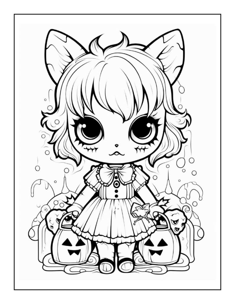 Creepy Kawaii Halloween Coloring Pages for Adults (PDF Download) - Etsy
