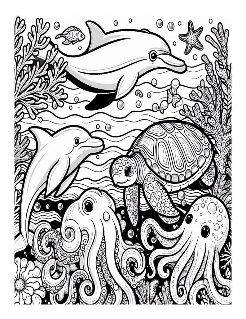 ONLY 1 LEFT in Stock! Ocean Sea Creatures Coloring Pages for Adults ...
