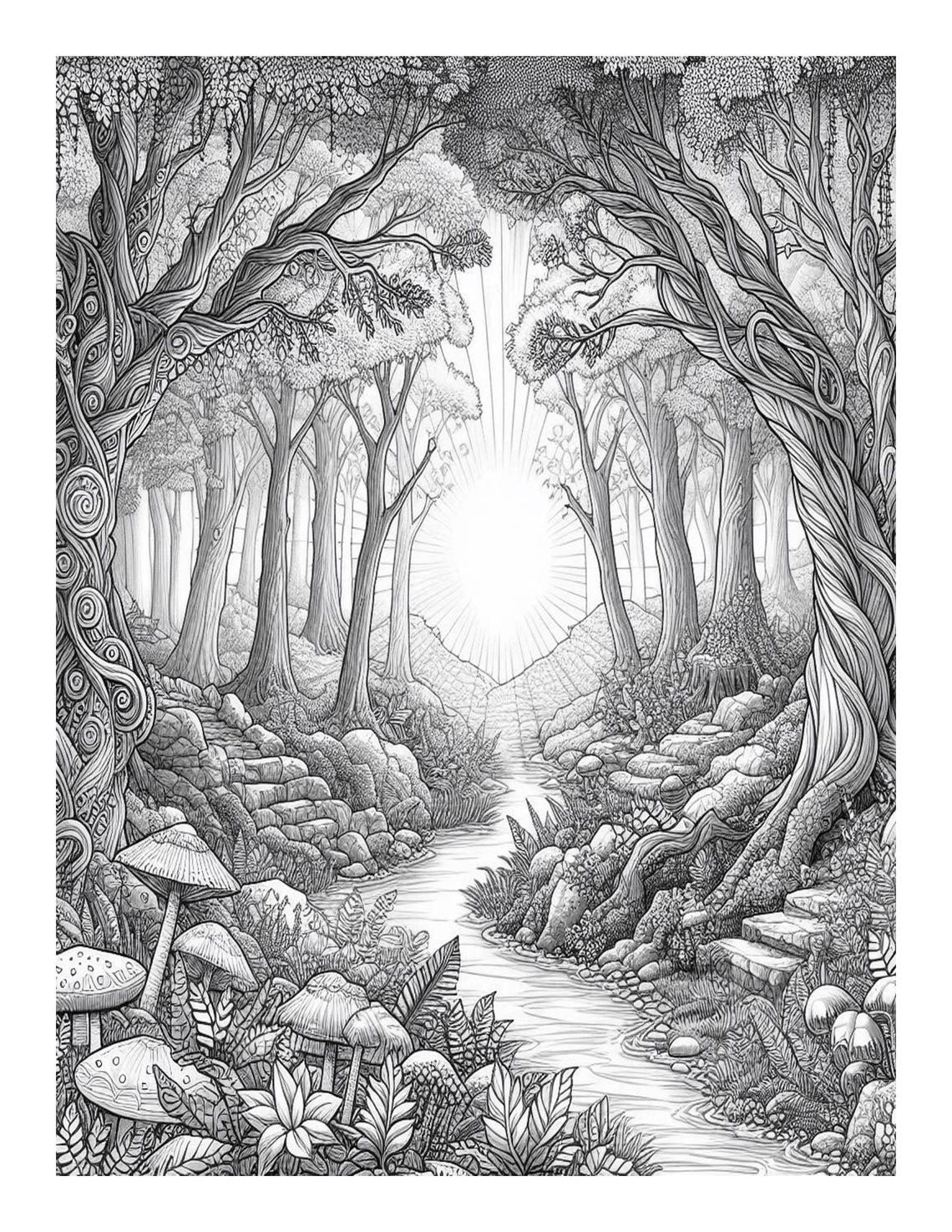 Magical Forest Coloring Pages for Adults: 25 Printable Designs (PDF ...