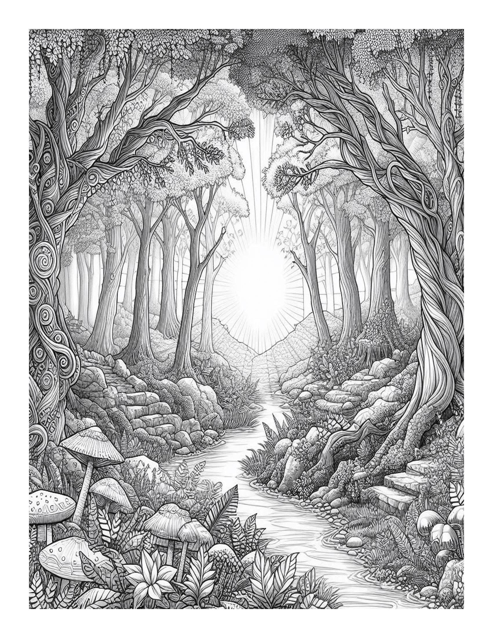 The Magical Forest Coloring Pages for Adults, Features 25 Coloring ...