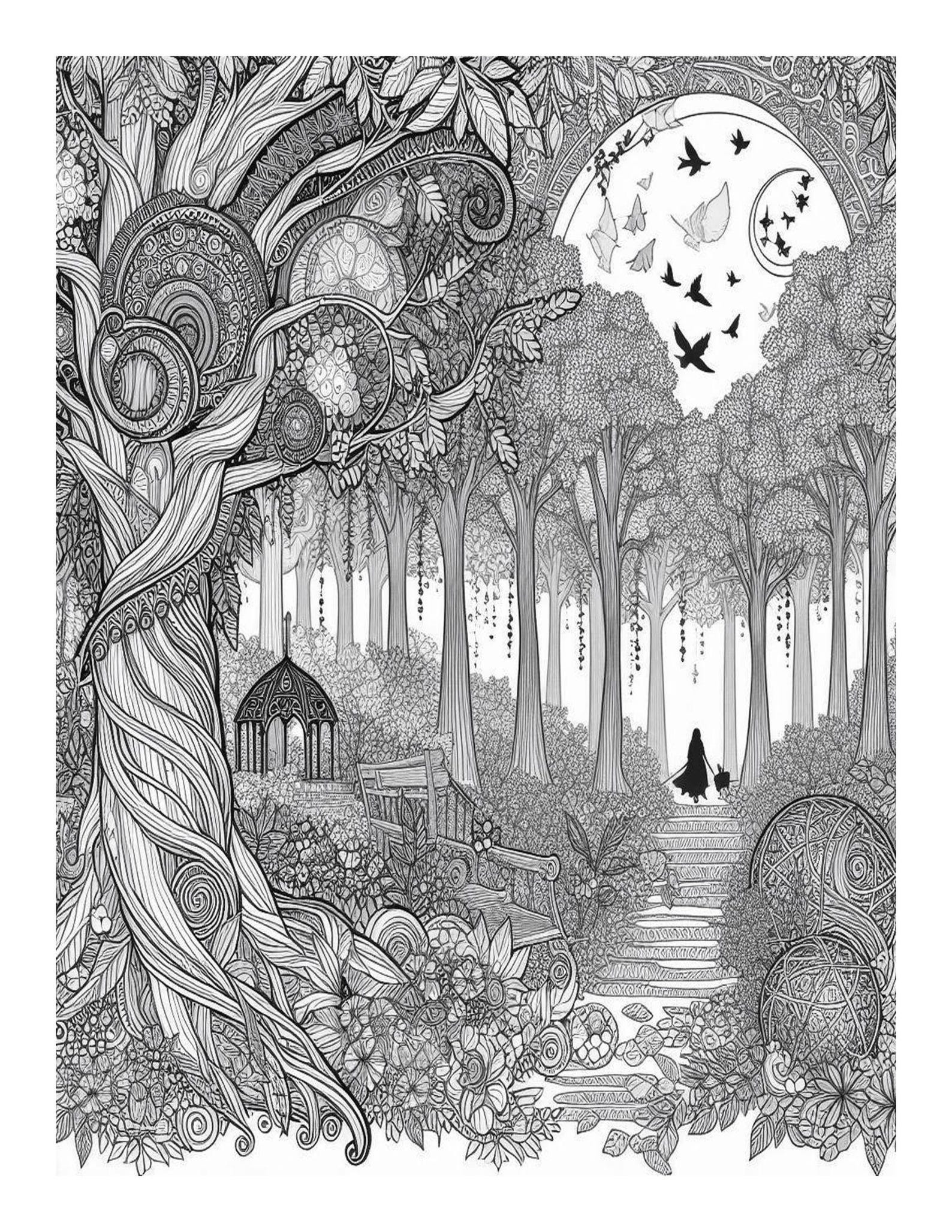 The Magical Forest Coloring Pages for Adults, Features 25 Coloring ...