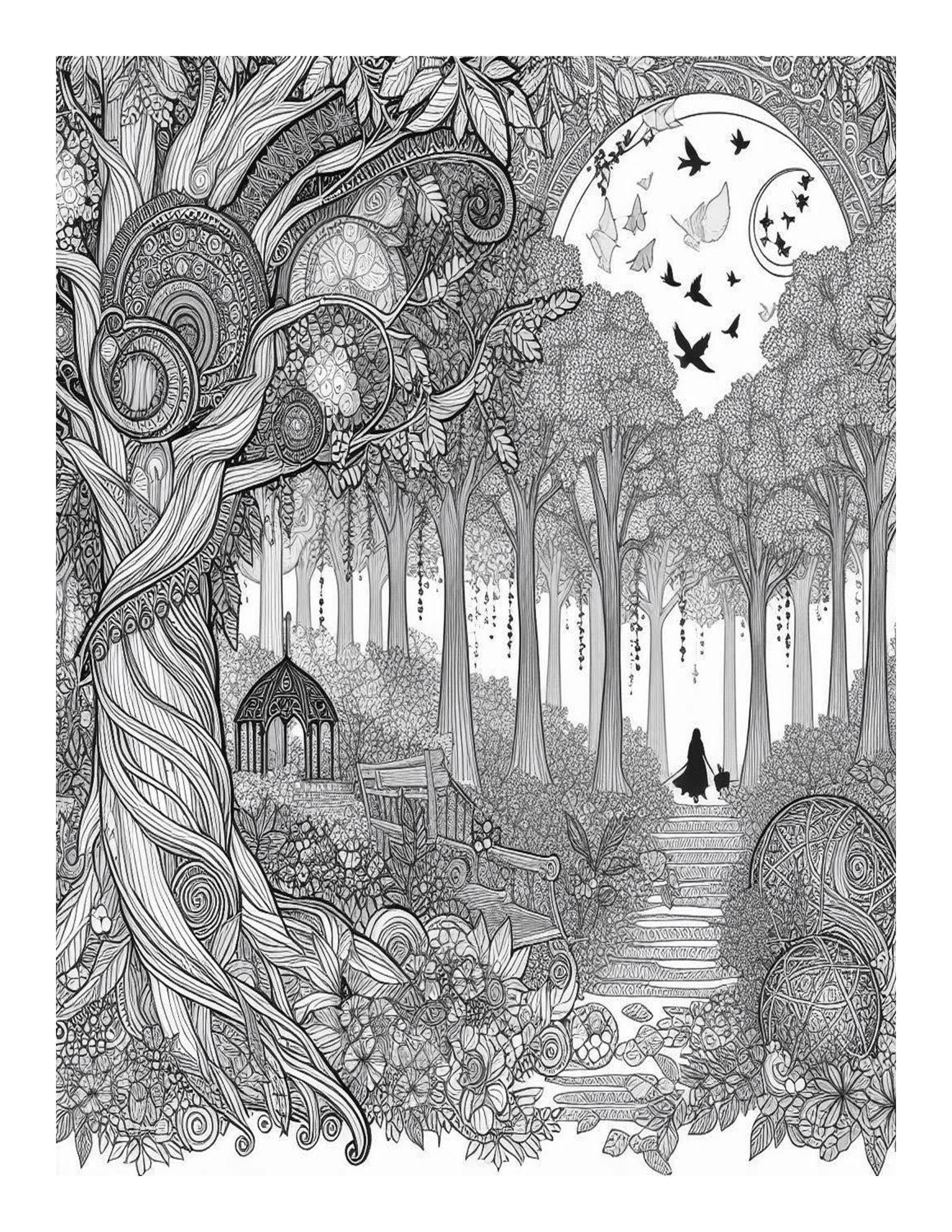 The Magical Forest Coloring Pages for Adults, Features 25 Coloring ...