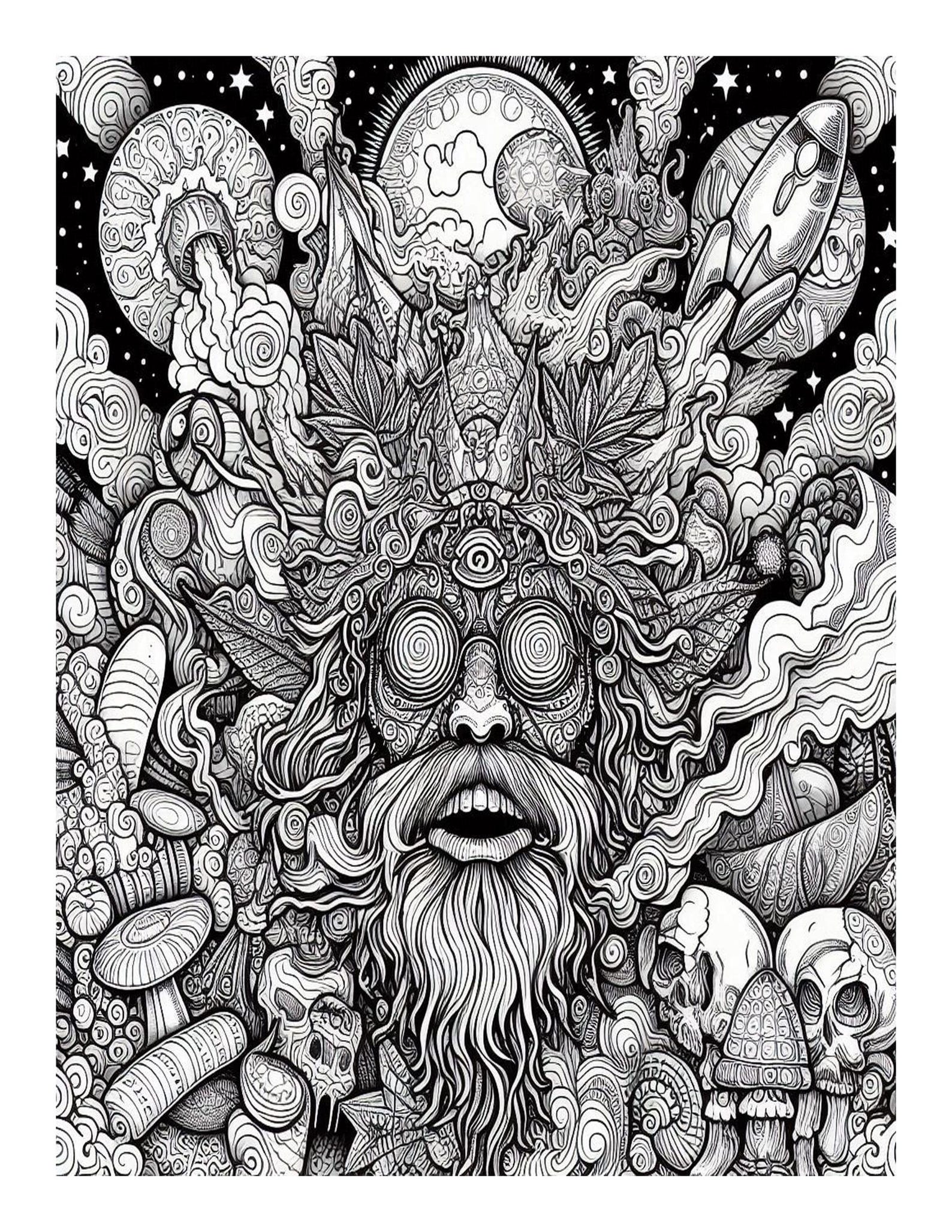 Trippy Psychedelic Coloring Pages for Adults (PDF Download) - Etsy