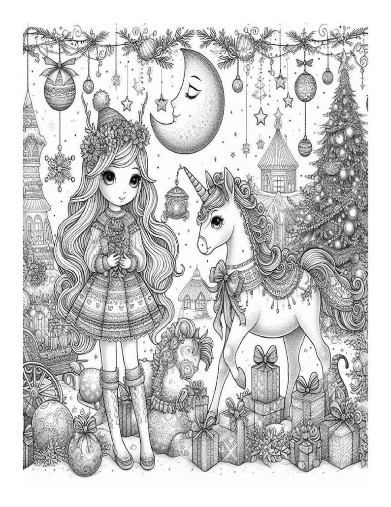 Magical Christmas Coloring Pages for Adults: Stress Relief (PDF ...