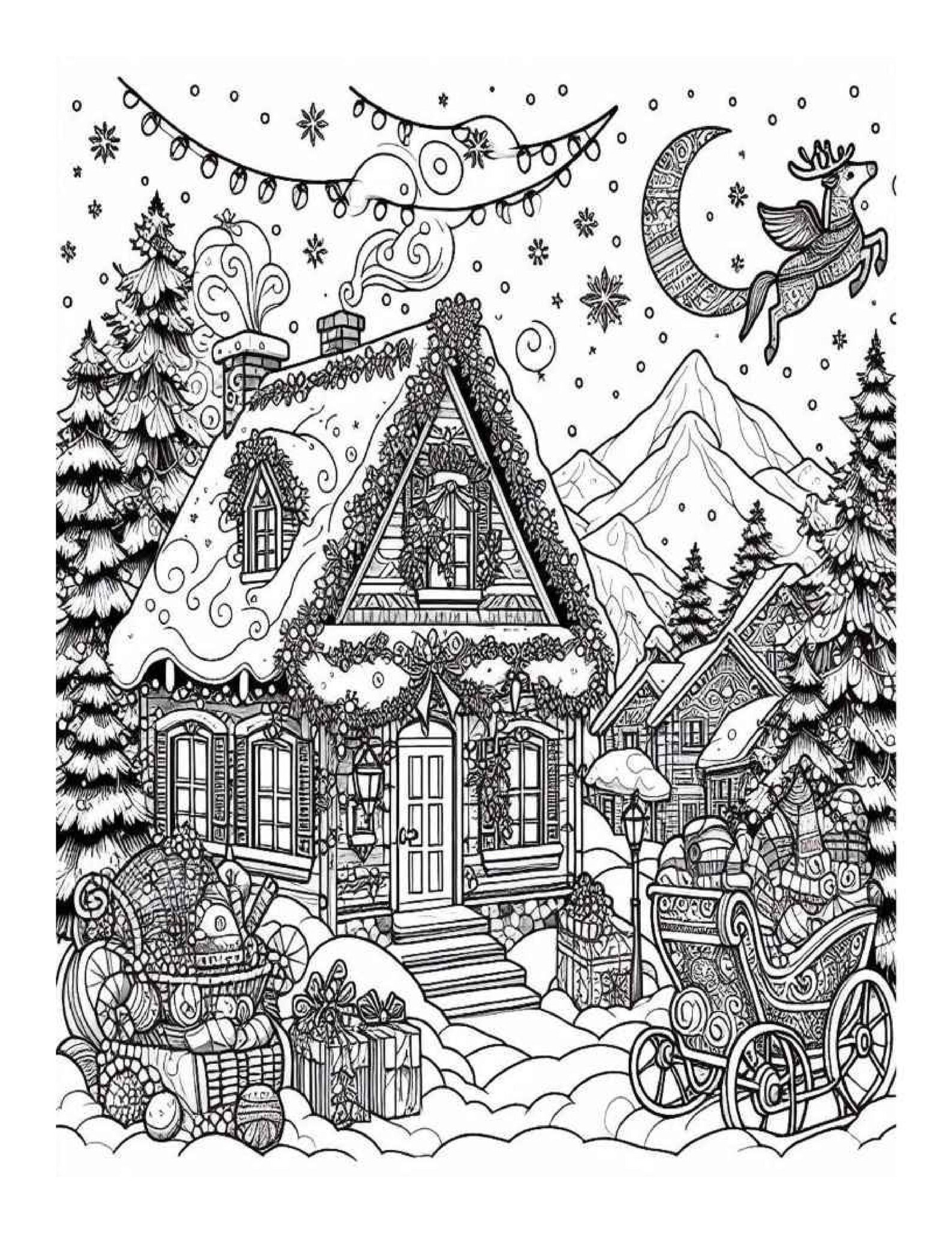 Country Christmas Coloring Pages for Adults: 25 Printable Designs (PDF ...