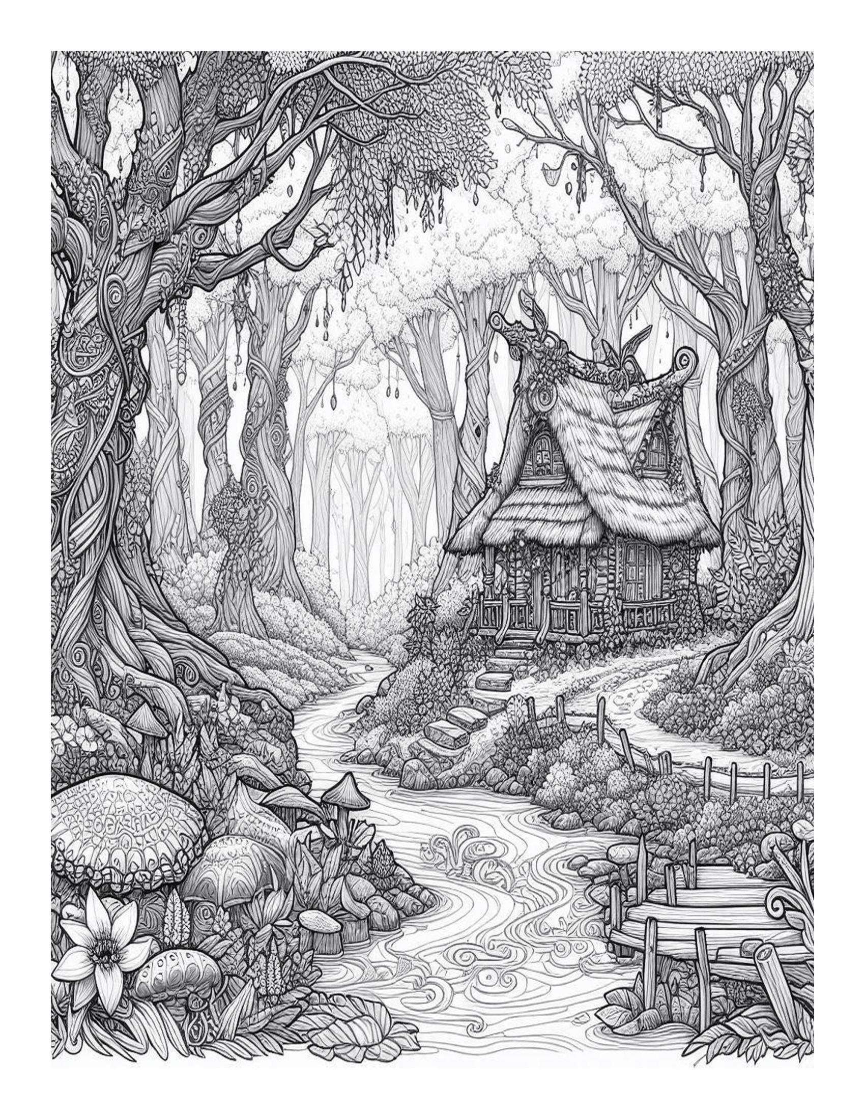 The Magical Forest Coloring Pages for Adults, Features 25 Coloring ...