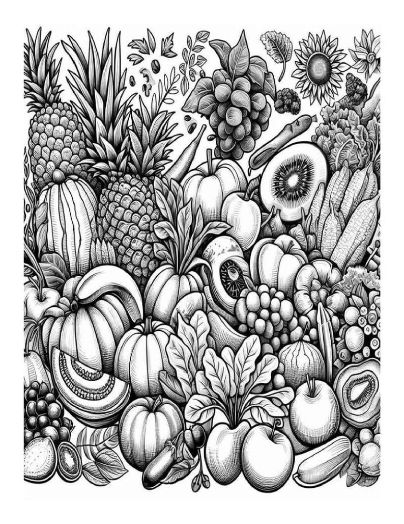 Fruits & Vegetables Coloring Pages for Adults: 25 Printable Designs ...