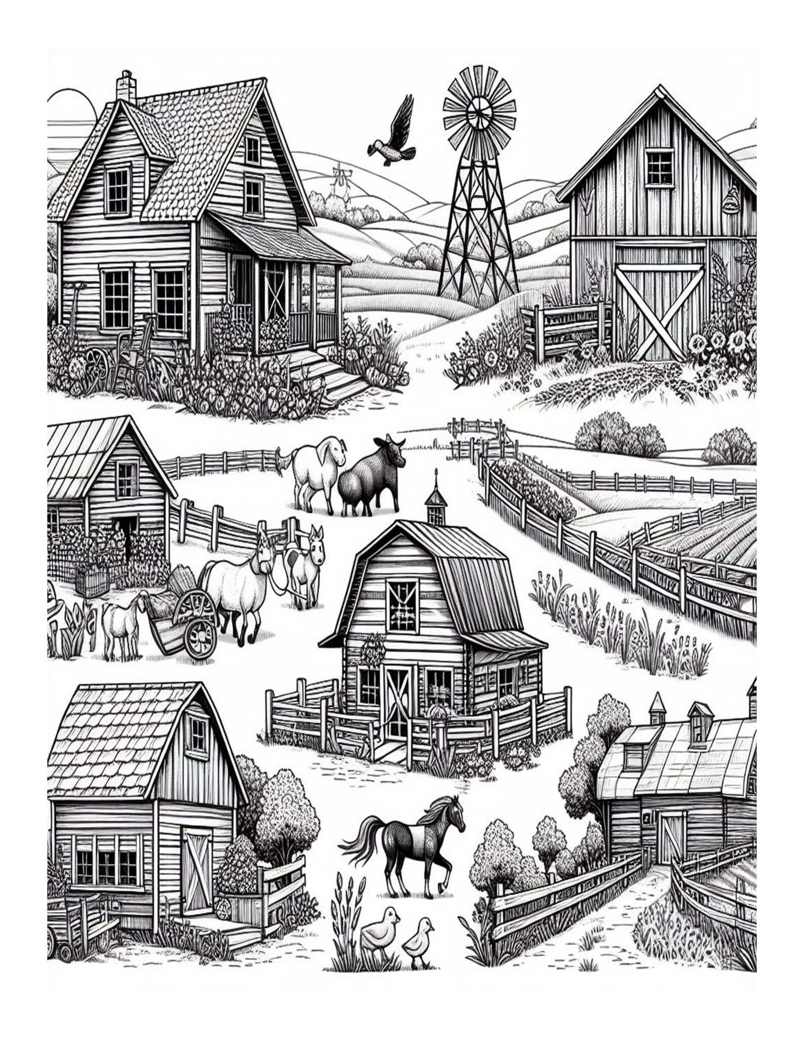 Country Cabins Coloring Pages for Adults: 25 Printable Designs (PDF ...