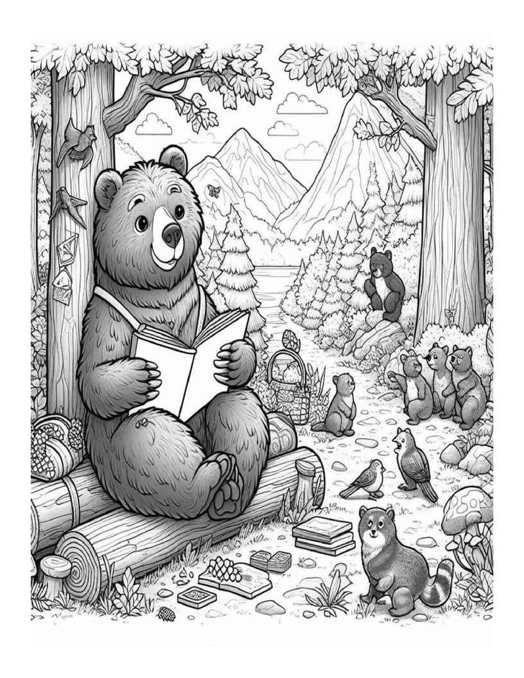 Forest Bear Adventure Coloring Pages: 25 Printable Designs (PDF) - Etsy
