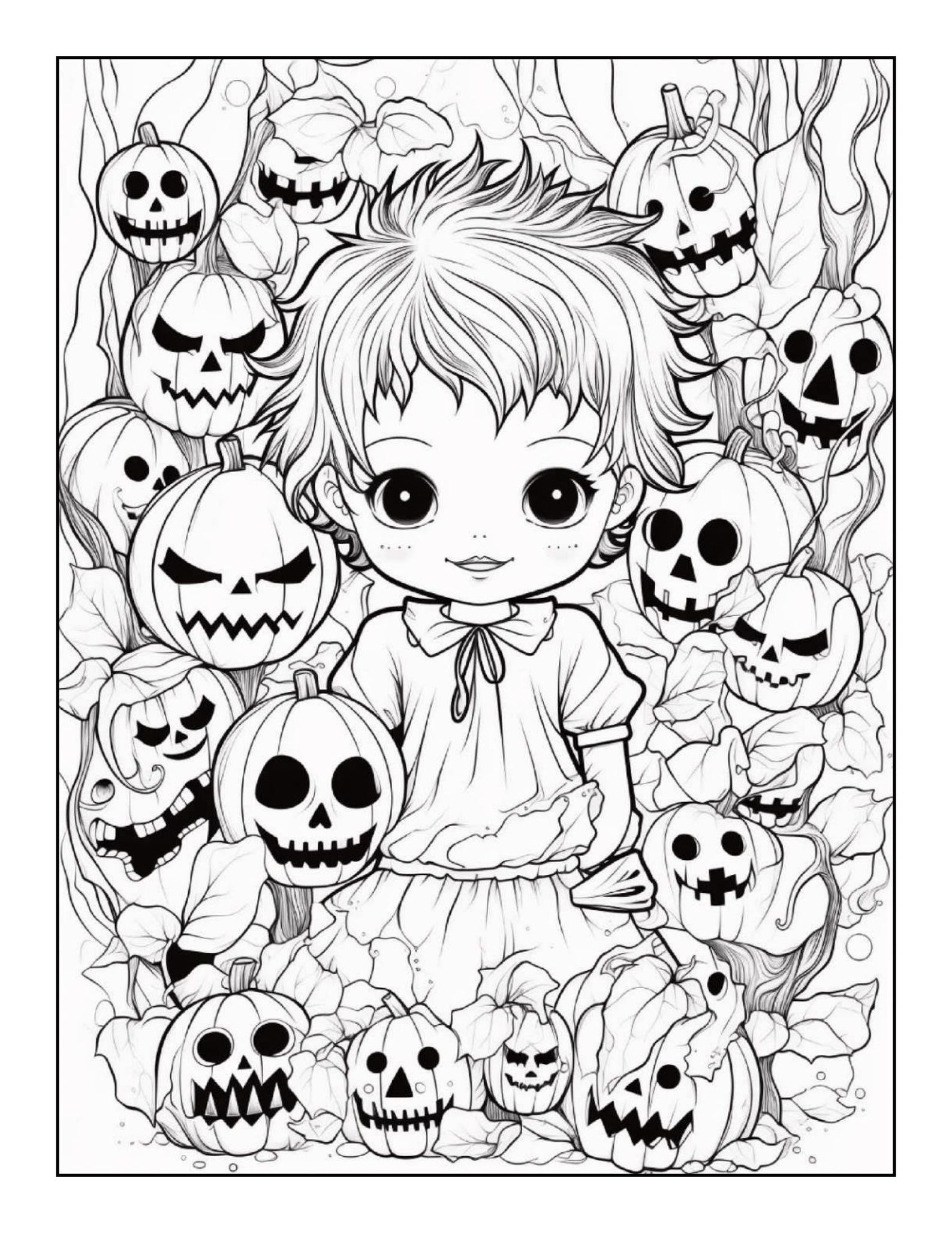 Creepy Kawaii Halloween Coloring Pages for Adults (PDF Download) - Etsy