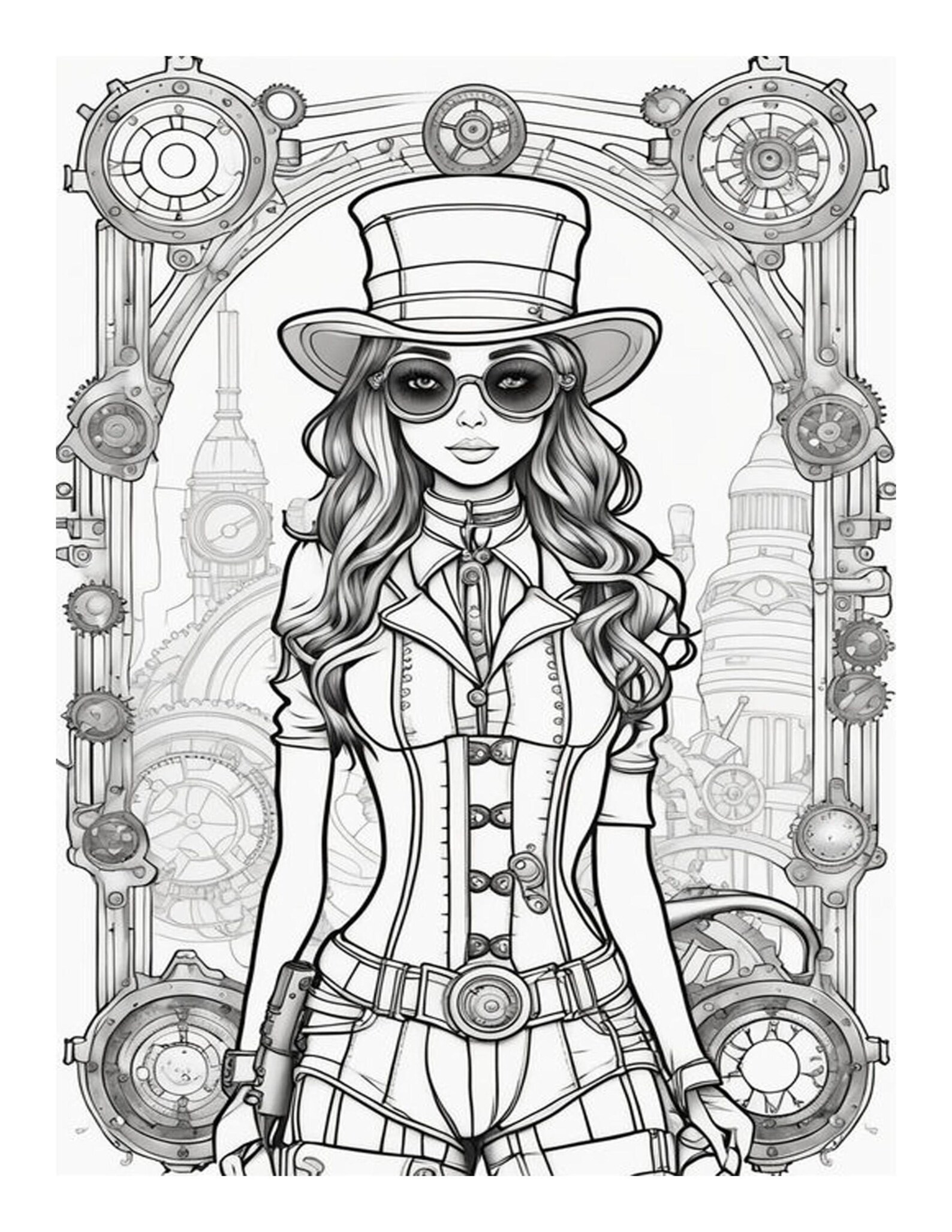 Steampunk Designs Coloring Pages for Adults (PDF) - Etsy