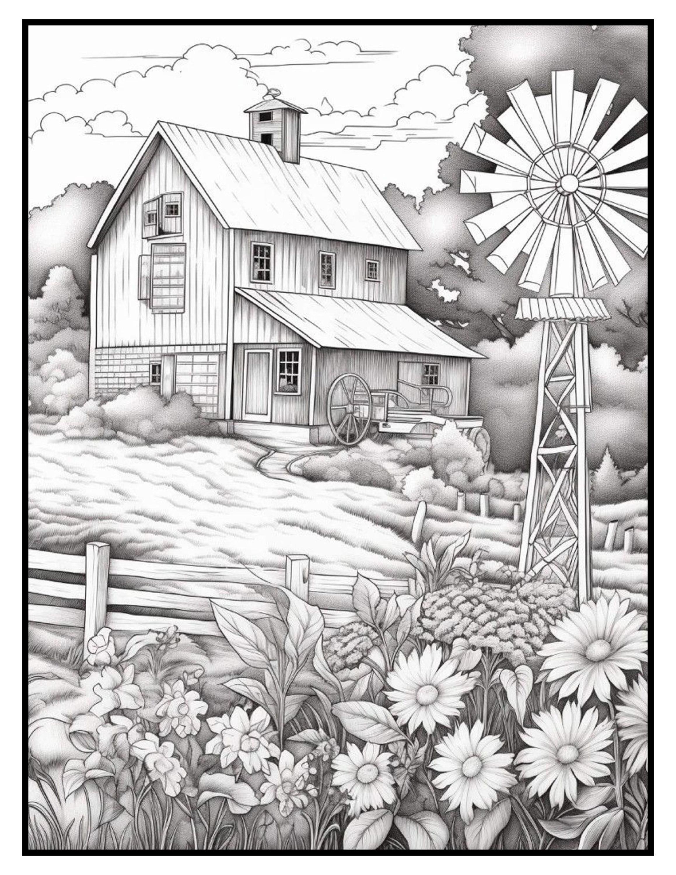 Cozy Cottage Coloring Pages for Adults: 25 Country Scenes (PDF Download ...