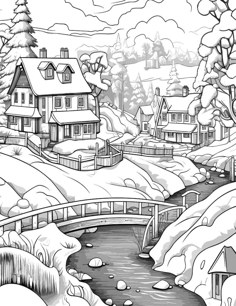 Country Winter Coloring Pages for Adults: 25 Printable Designs - Etsy