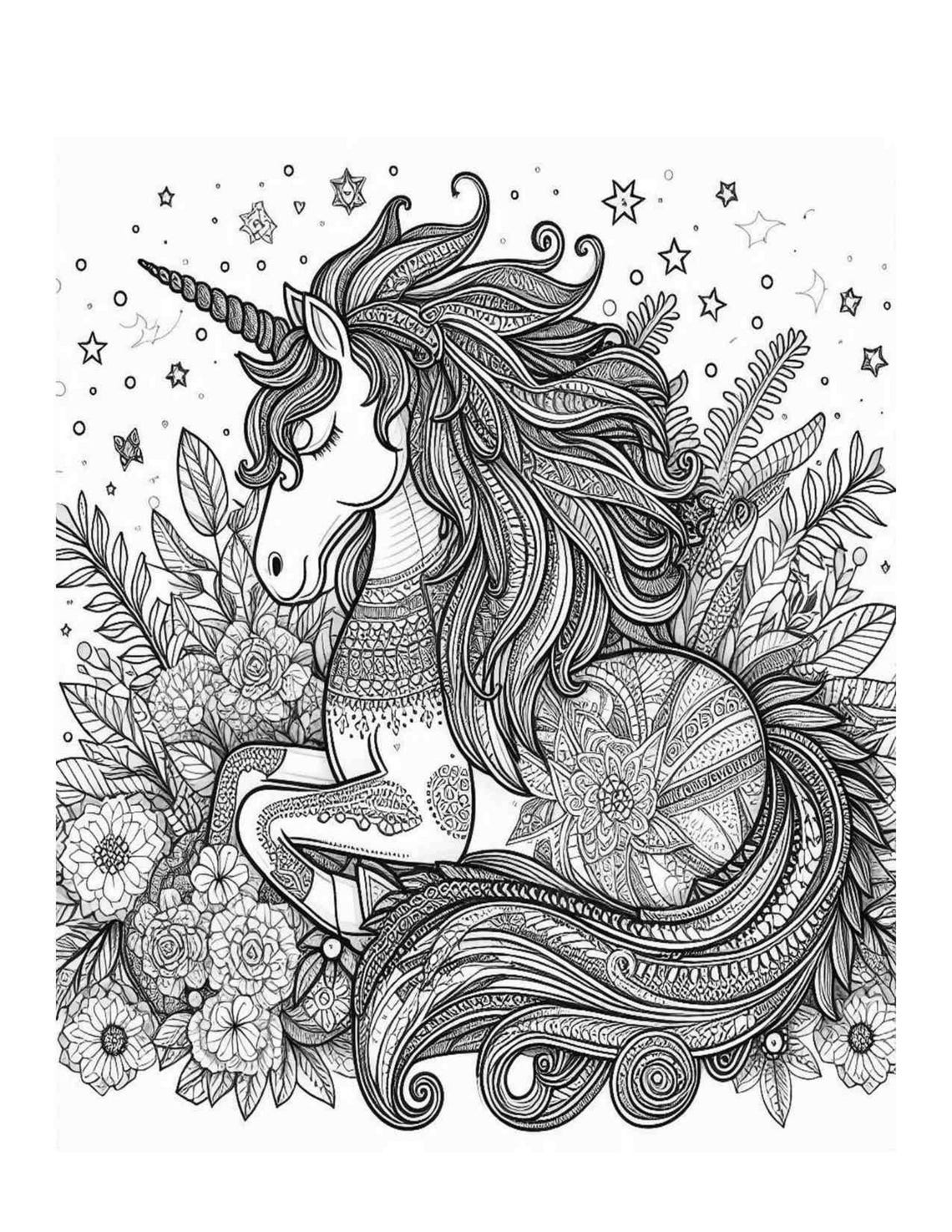 Unicorn Coloring Pages for Adults: Grayscale Designs (printable PDF - Etsy