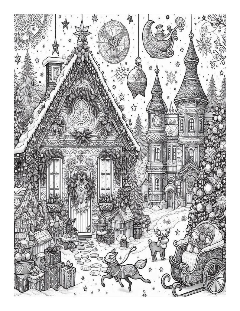 Magical Christmas Coloring Pages for Adults (PDF Download) - Etsy