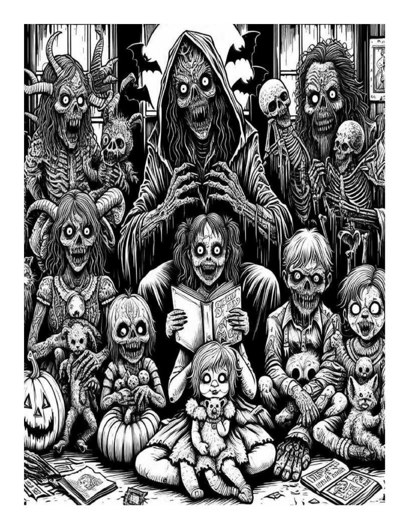 Horror Coloring Pages for Adults: Children of the Damned, 25 Printable ...