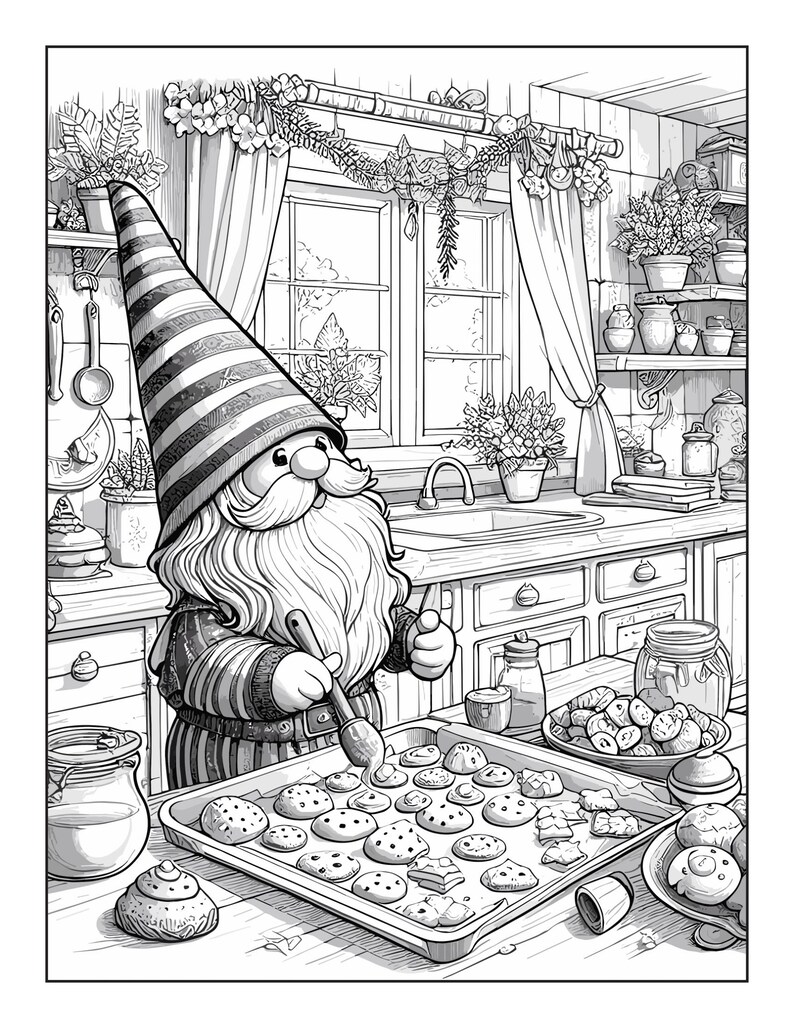 Cute Christmas Gnomes Coloring Pages for Adults, Features 25 Coloring ...