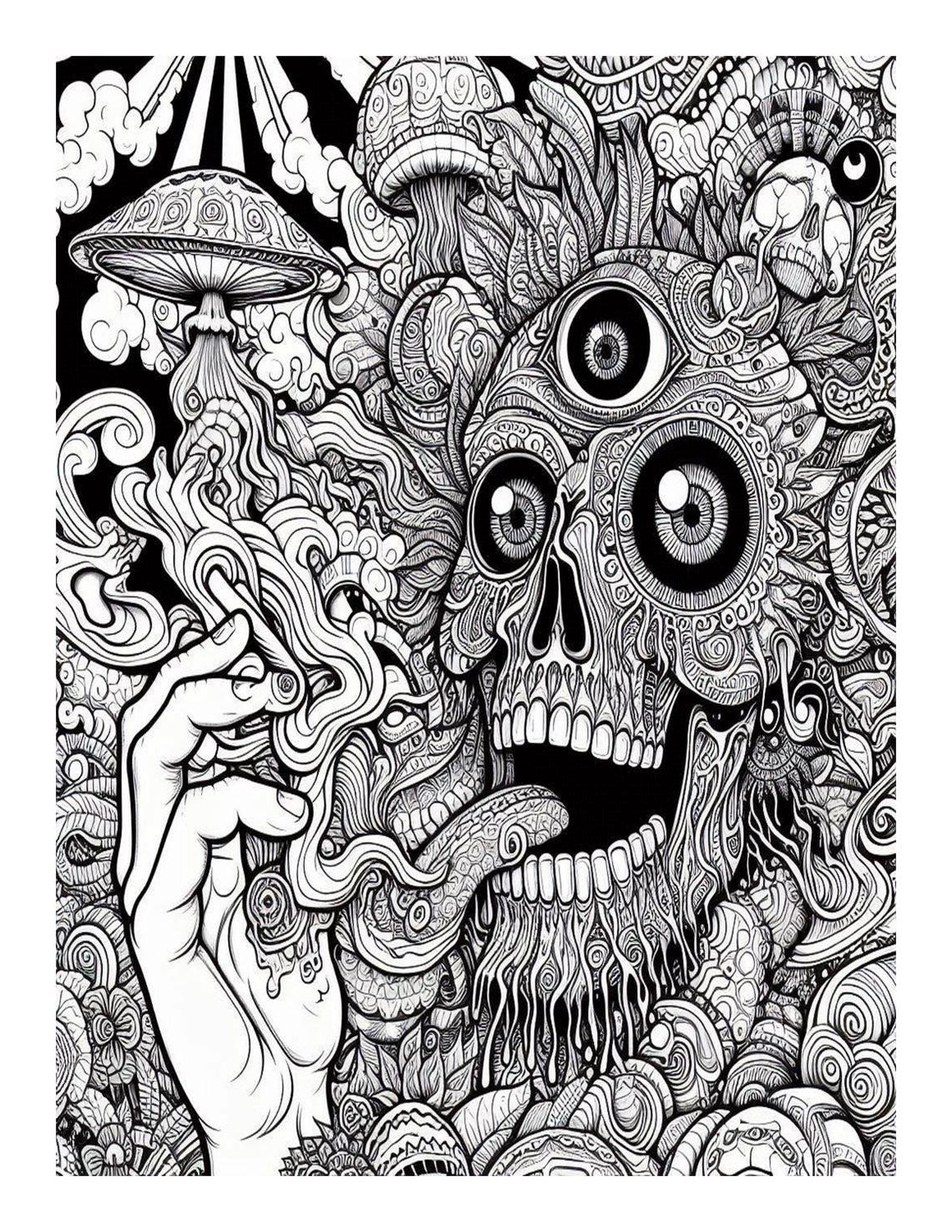 Trippy Psychedelic Coloring Pages for Adults (PDF Download) - Etsy