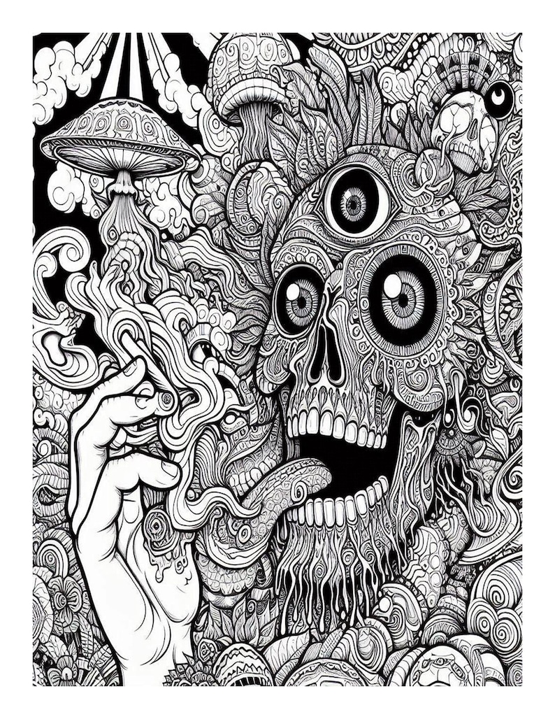 Trippy Psychedelic Coloring Pages for Adults (PDF Download) - Etsy