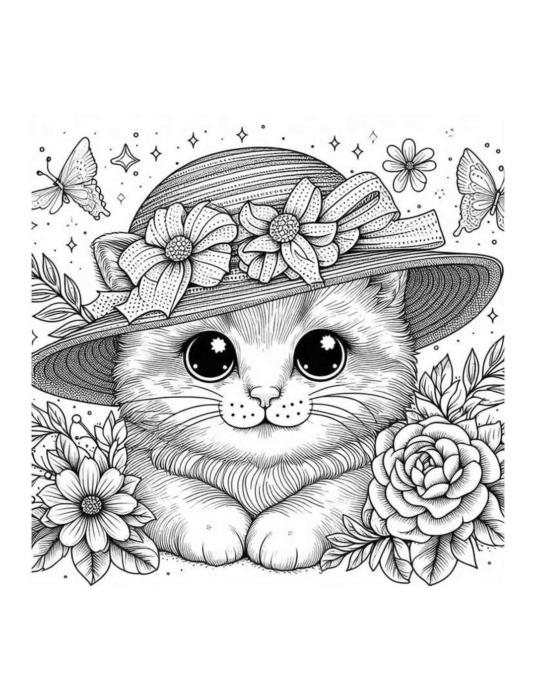 Adorable Kittens Coloring Pages for Adults: 25 Printable Designs (2 ...