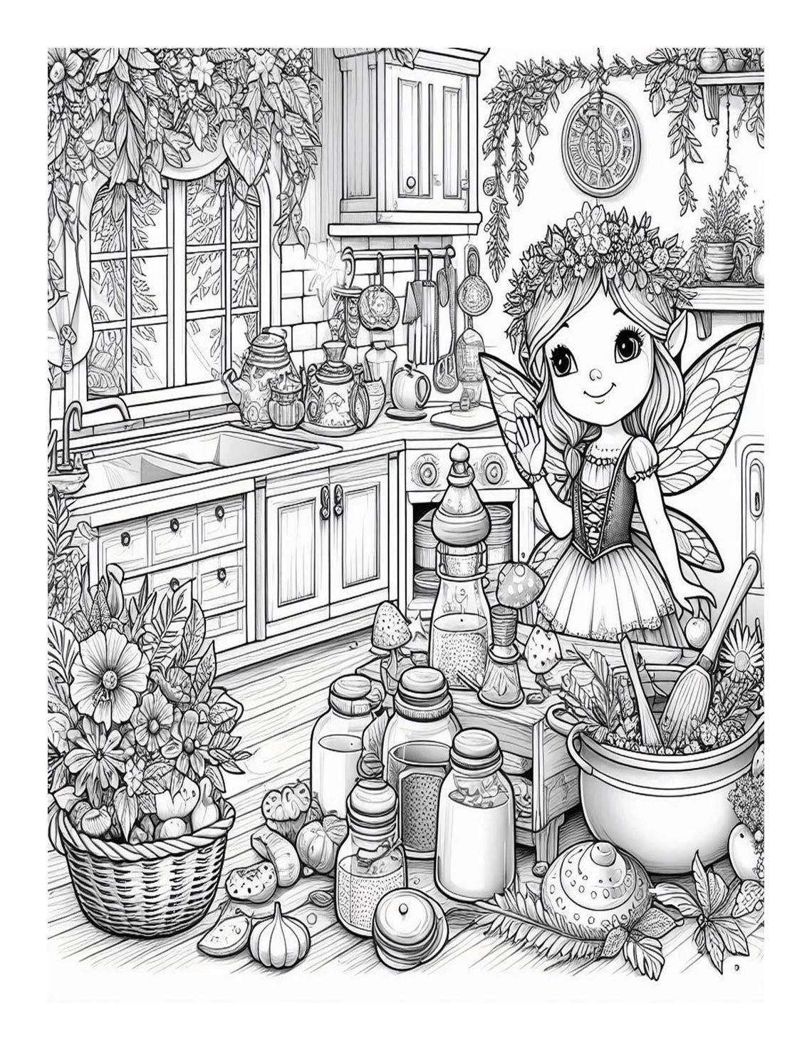 ONLY 1 LEFT in Stock! Beautiful Little Fairy Country Kitchen Coloring ...