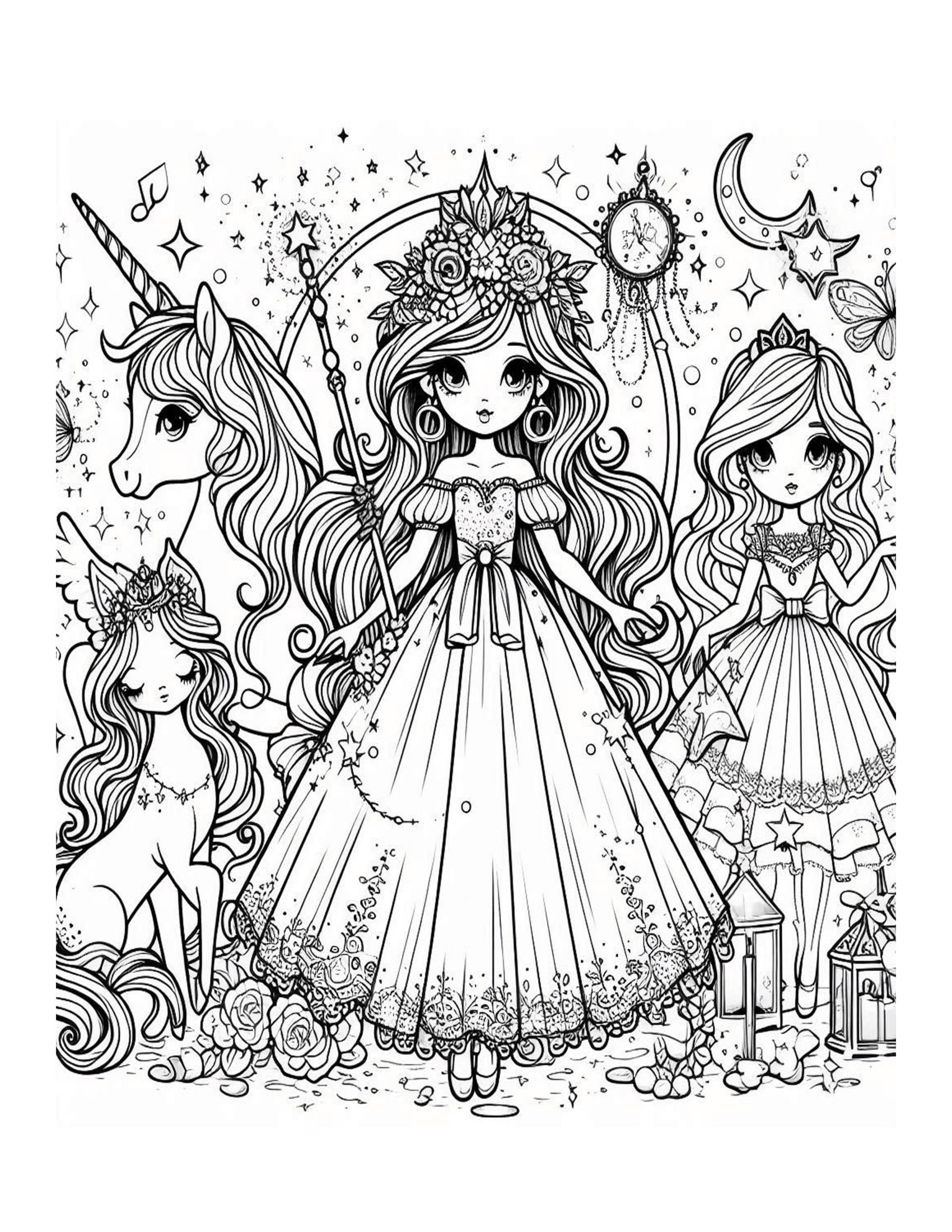 Magical Princess Coloring Pages for Adults: 25 Printable Designs - Etsy