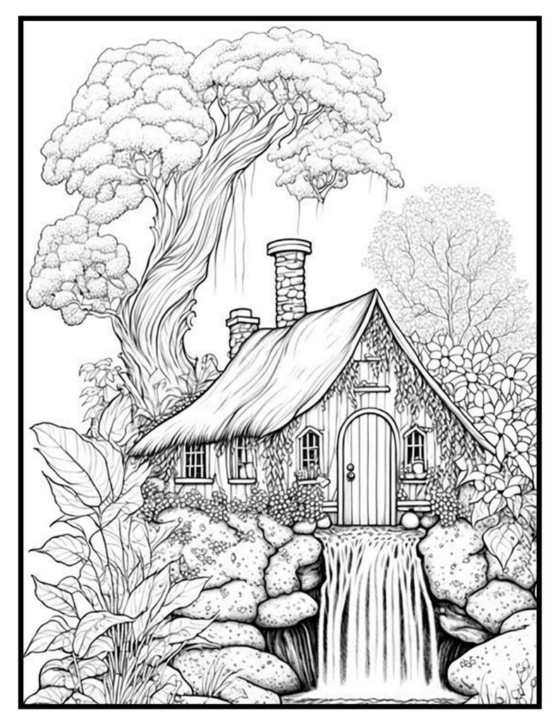 Cozy Cottage Coloring Pages for Adults: 25 Country Scenes (PDF Download ...