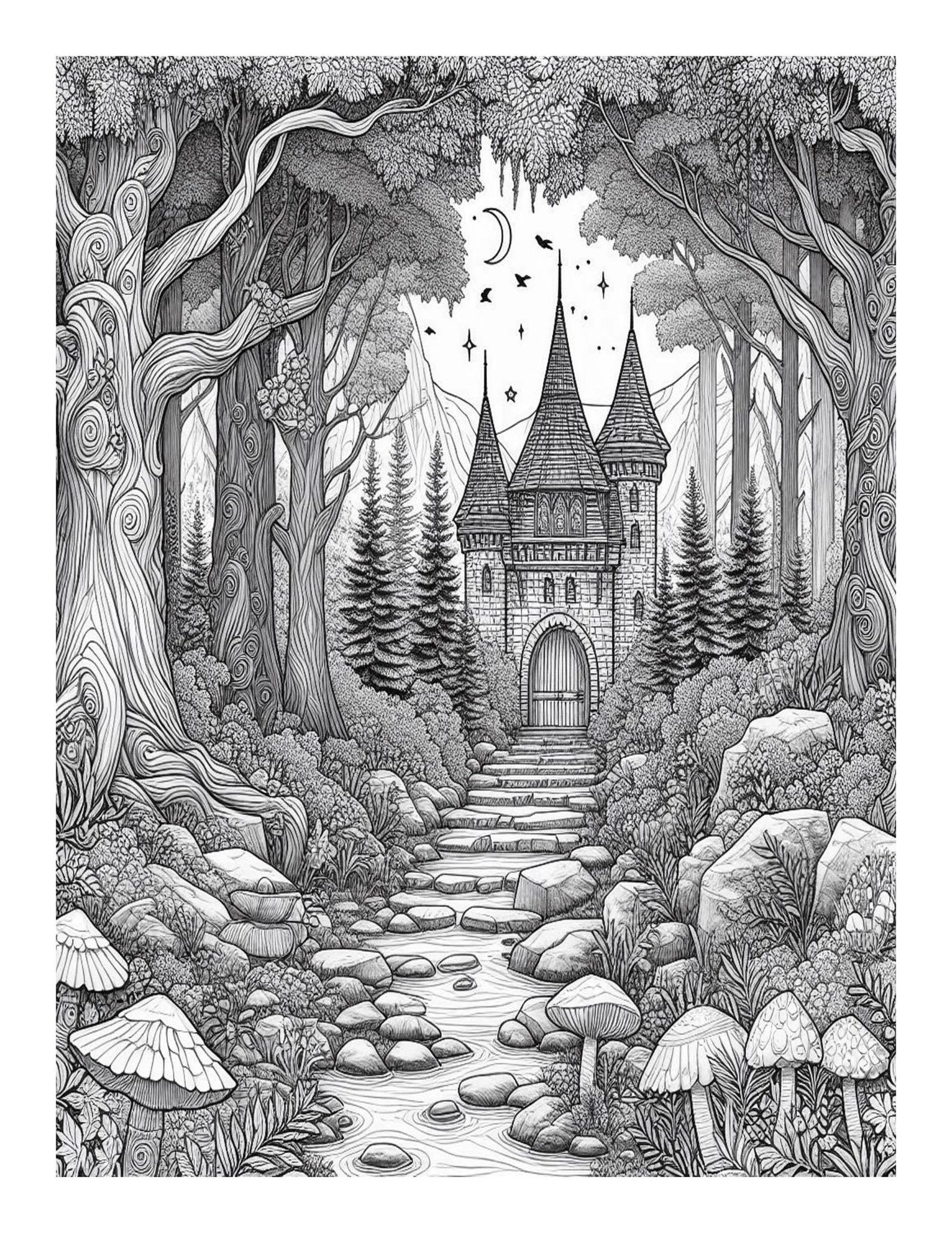 The Magical Forest Coloring Pages for Adults, Features 25 Coloring ...