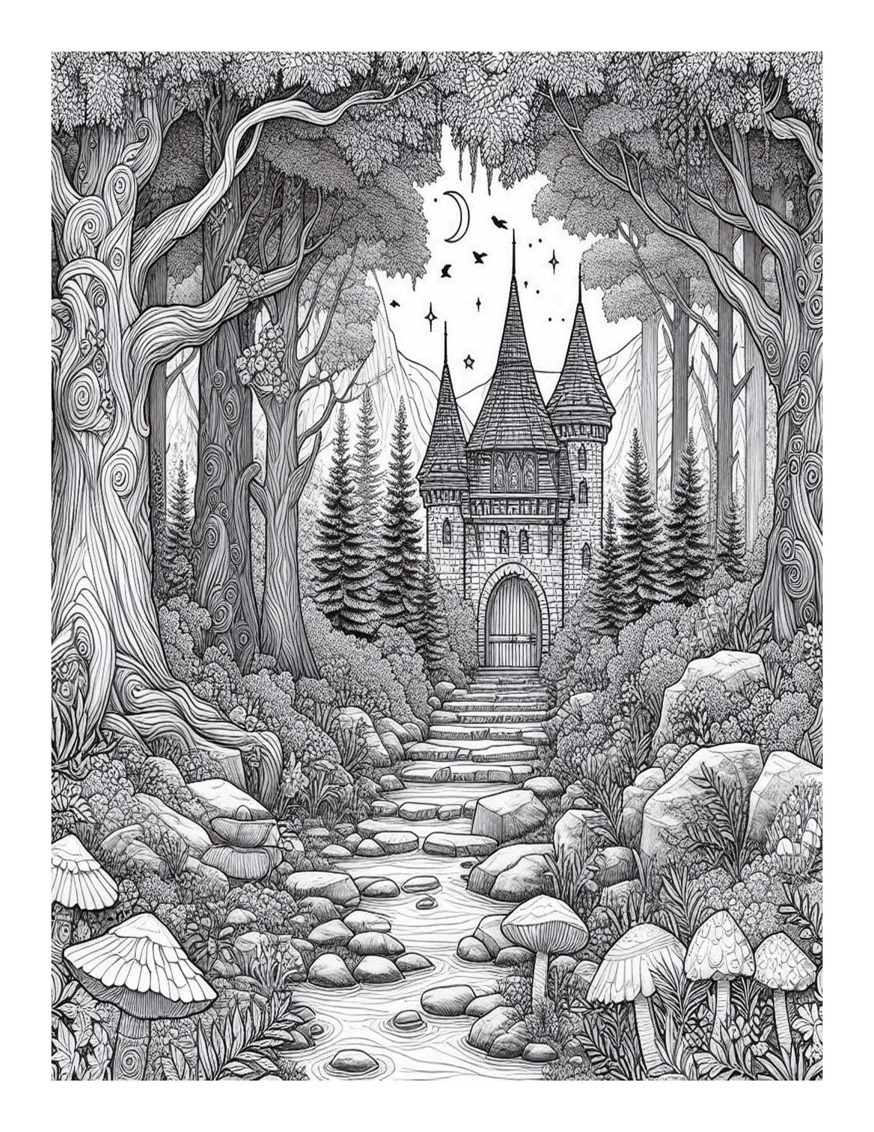 The Magical Forest Coloring Pages for Adults, Features 25 Coloring ...