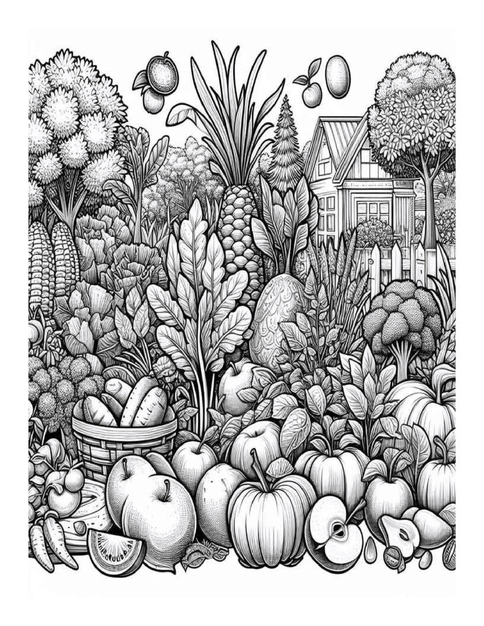Fruits & Vegetables Coloring Pages for Adults: 25 Printable Designs ...