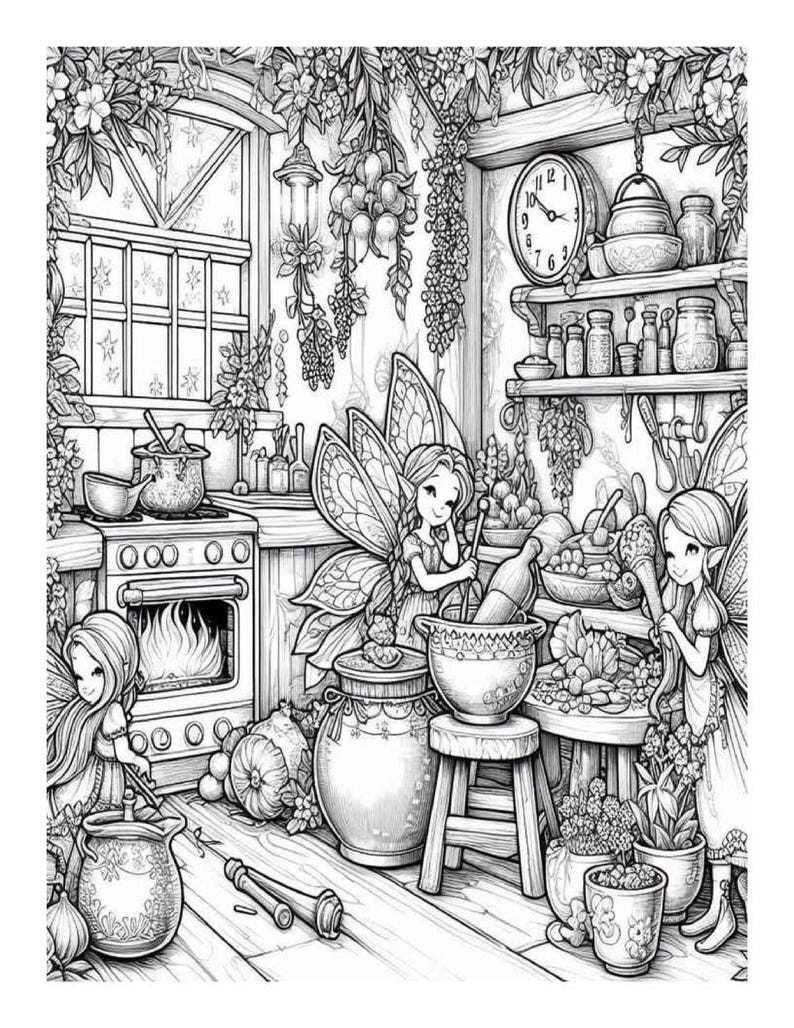 ONLY 1 LEFT in Stock! Beautiful Little Fairy Country Kitchen Coloring ...