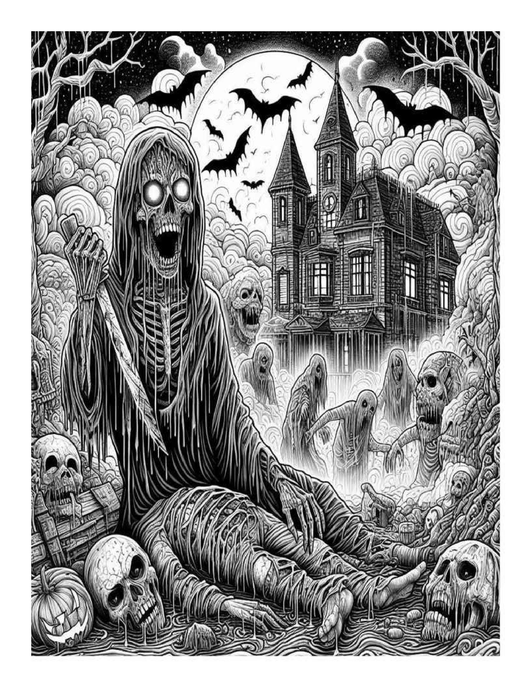 Nightmare Horror Coloring Pages for Adults: 25 Printable Designs - Etsy