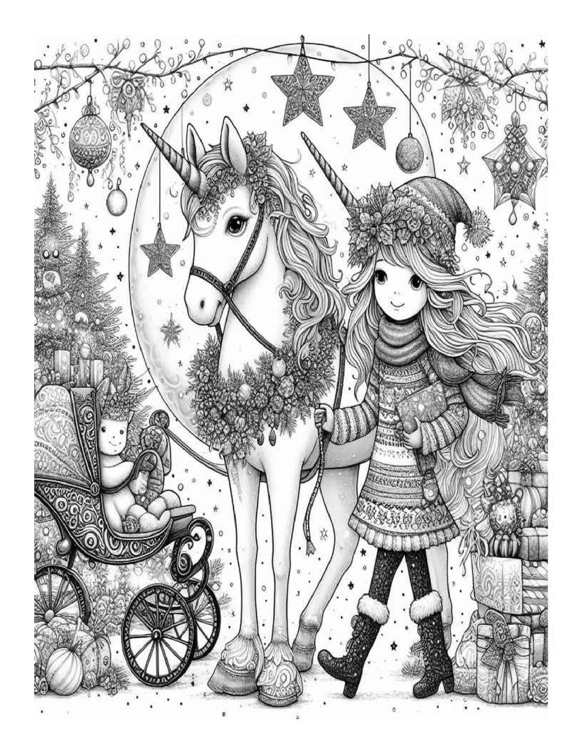 Magical Christmas Coloring Pages for Adults: Stress Relief (PDF ...