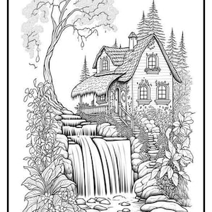 Cozy Cottage Coloring Pages for Adults: 25 Country Scenes (PDF Download ...