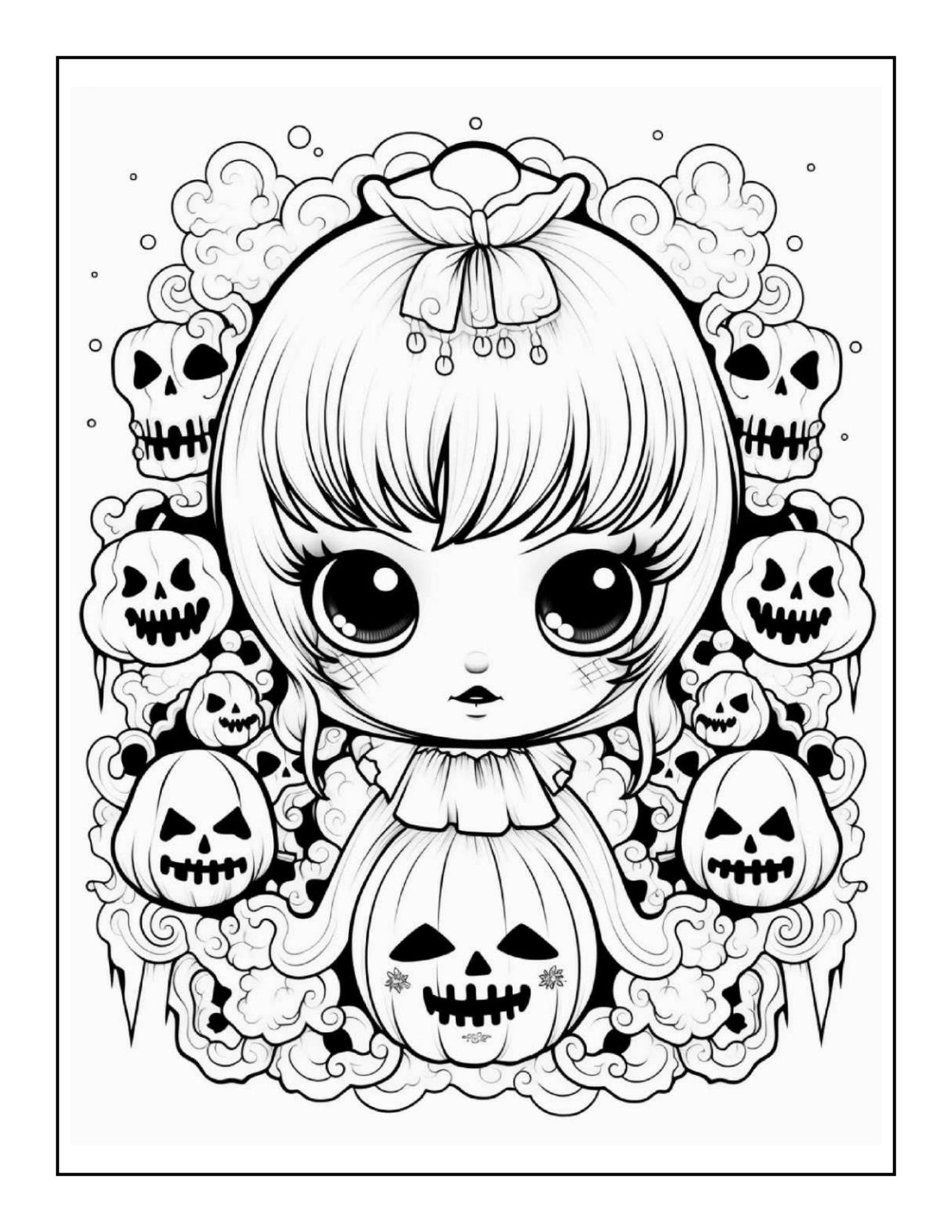 Creepy Kawaii Halloween Coloring Pages for Adults (PDF Download) - Etsy