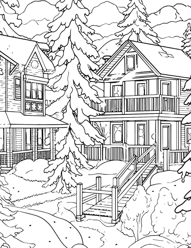Country Winter Coloring Pages for Adults: 25 Printable Designs - Etsy