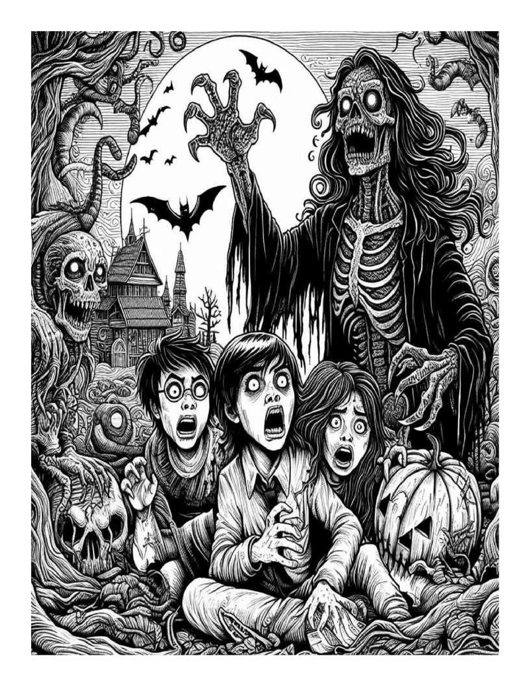 Horror Coloring Pages for Adults: Children of the Damned, 25 Printable ...