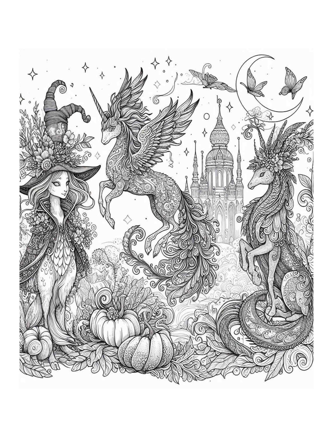 Magical Creatures Coloring Pages for Adults: 25 Printable Designs (PDF ...