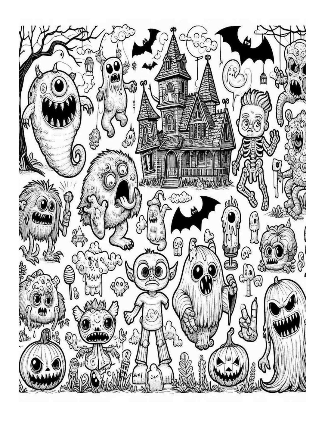 Creepy Halloween Coloring Pages for Adults: Printable PDF (25 Pages) - Etsy