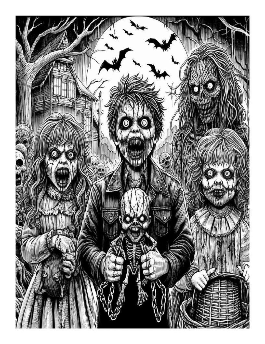 Horror Coloring Pages for Adults: Children of the Damned, 25 Printable ...