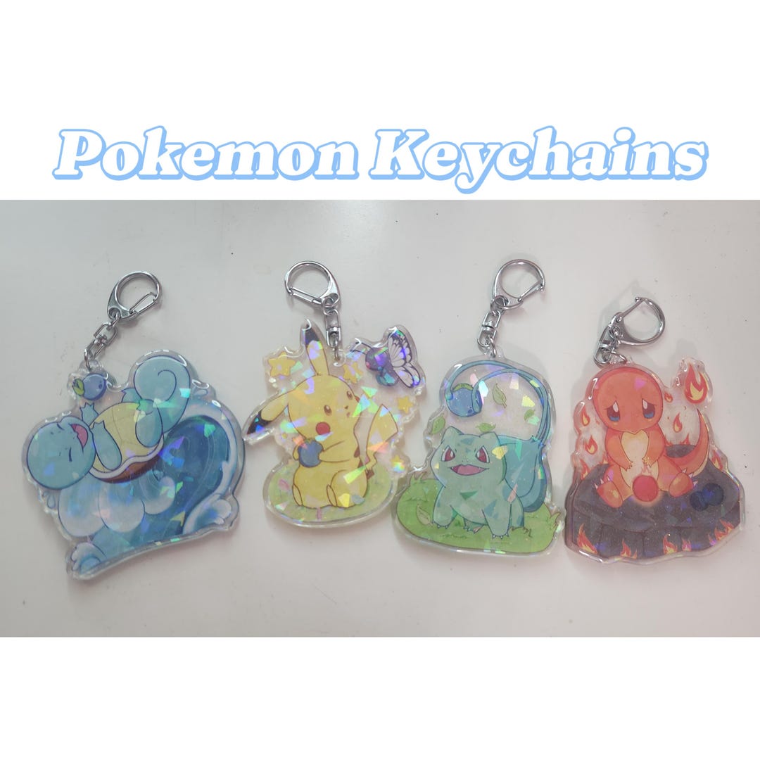 Pokemon Keychains - Gen 1 Squirtle, Bulbasaur, Charmander, Pikachu. 3 ...