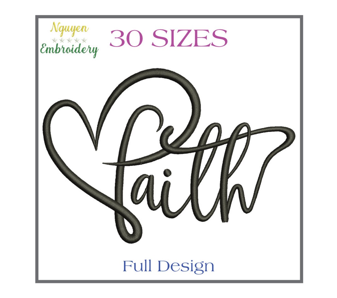 Faith Heart Embroidery Design: Christian Religious (30 Sizes) (digital ...